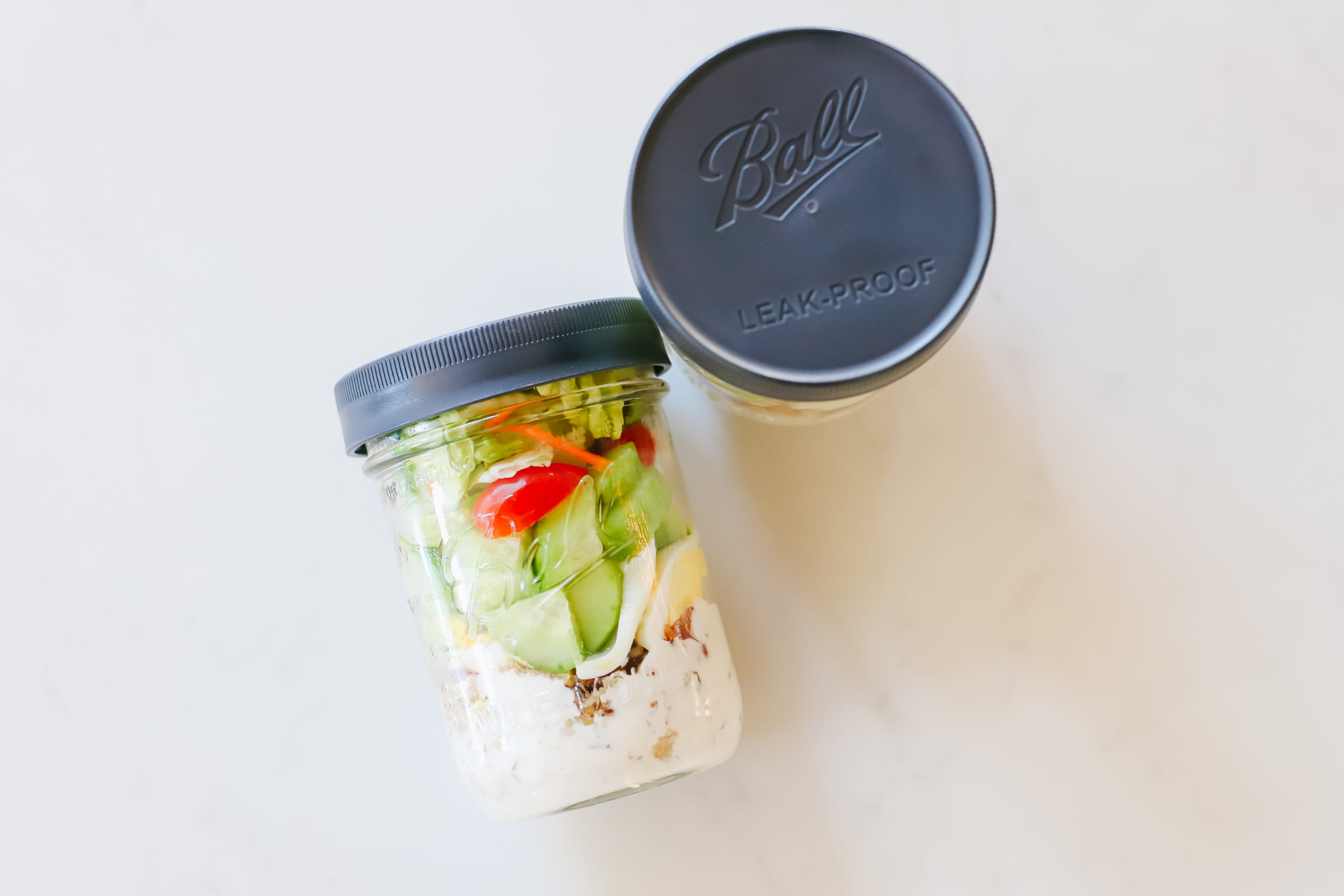 How to Food Prep Ball Mason Jar Cobb Salad - Seven Graces